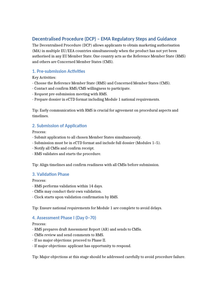 EMA Decentralised Procedure Guide | PDF