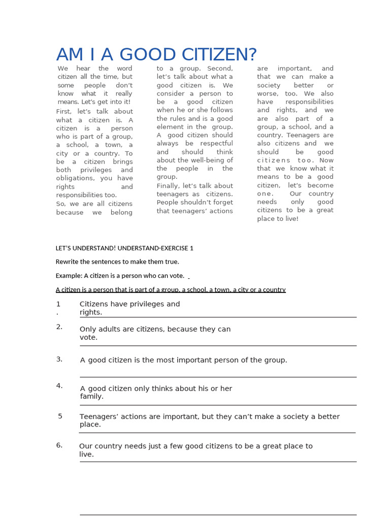 Understanding Good Citizenship | PDF