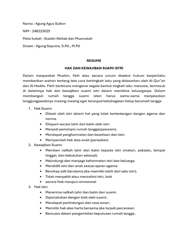 Kewajiban Suami Istri | PDF