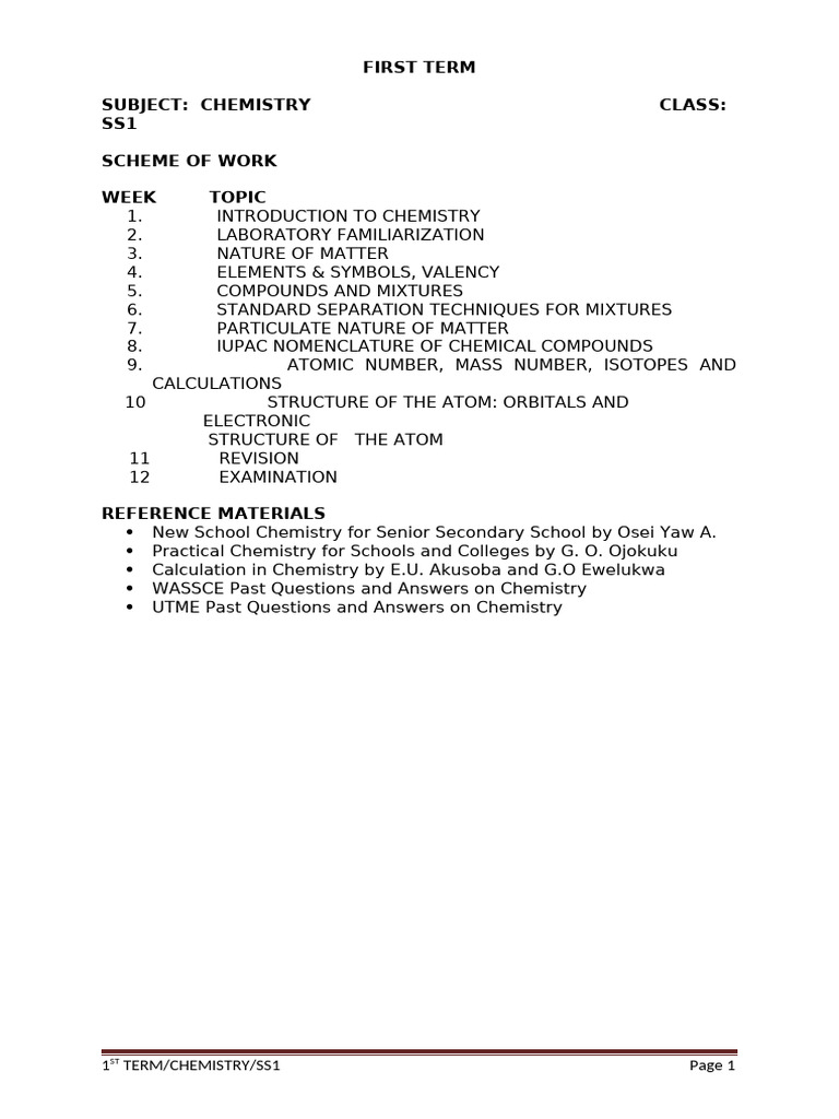 1st Term s1 Chemistry | PDF | Ion | Chemical Compounds