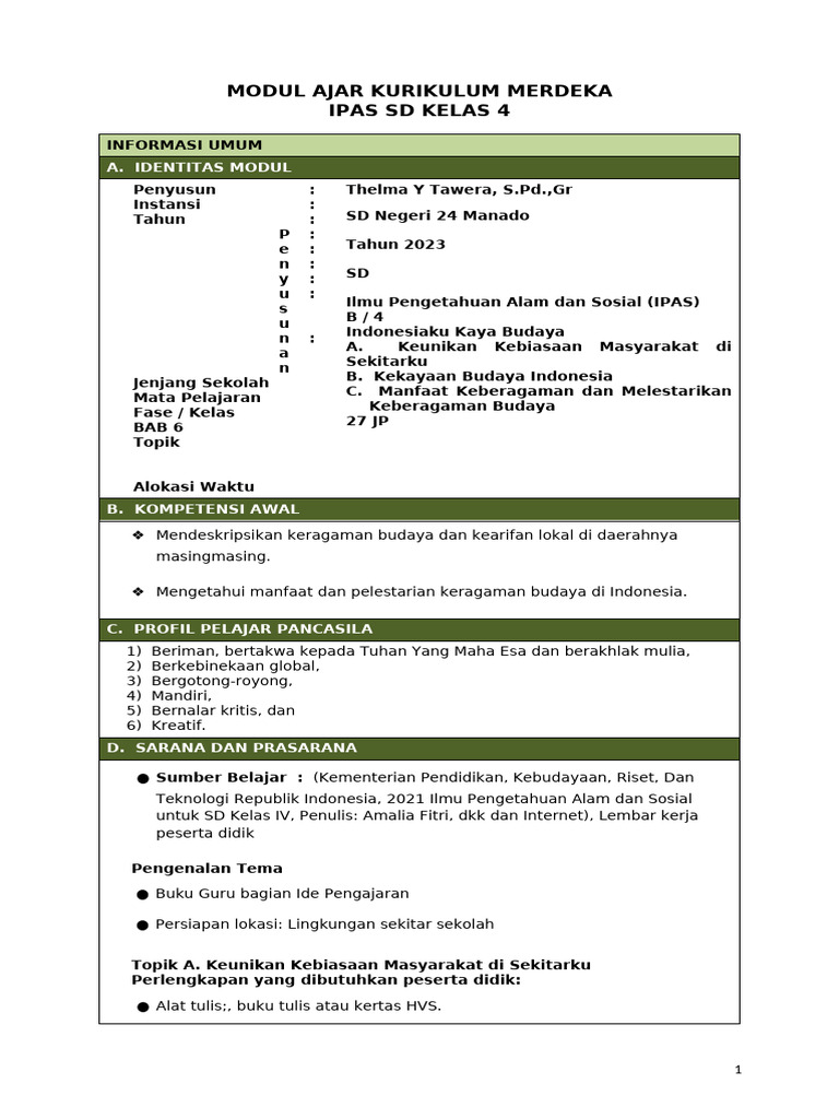 Modul Ajar IPAS B6 | PDF