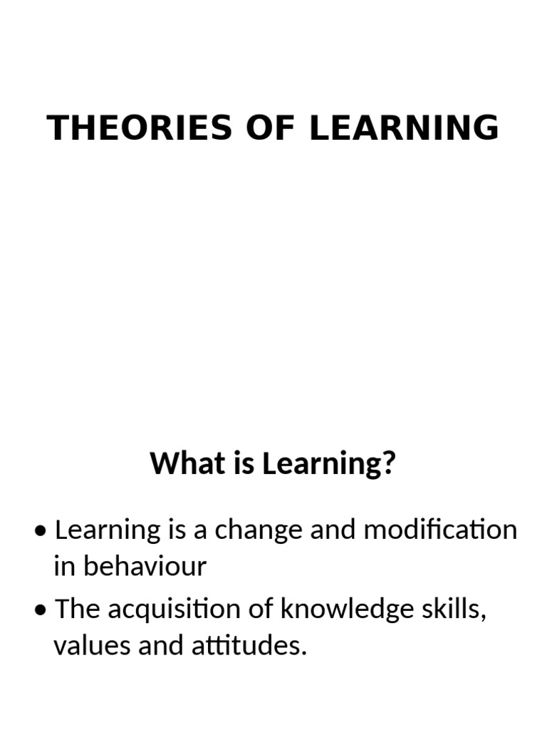 1-Overview of Theories of Learning | PDF | Learning | Learning Theory ...