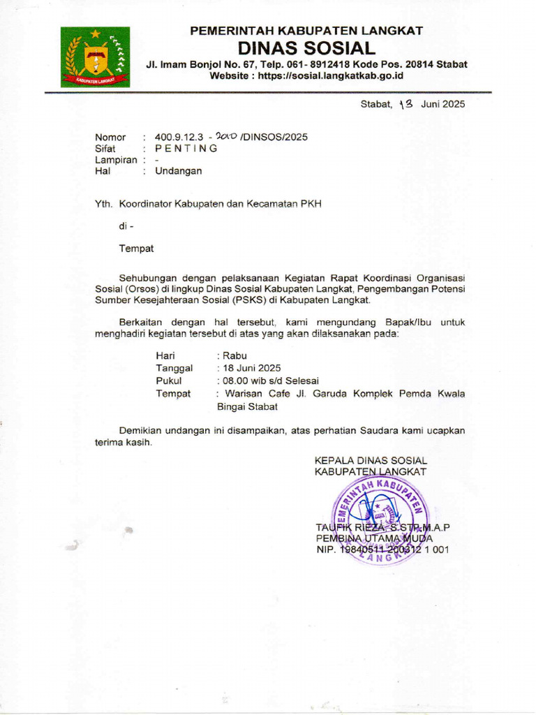 Surat Undangan PKH | PDF