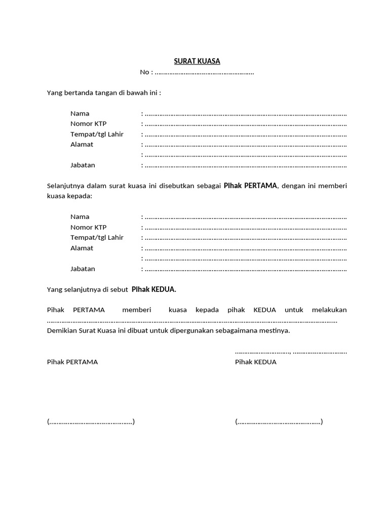 Contoh Surat Kuasa | PDF