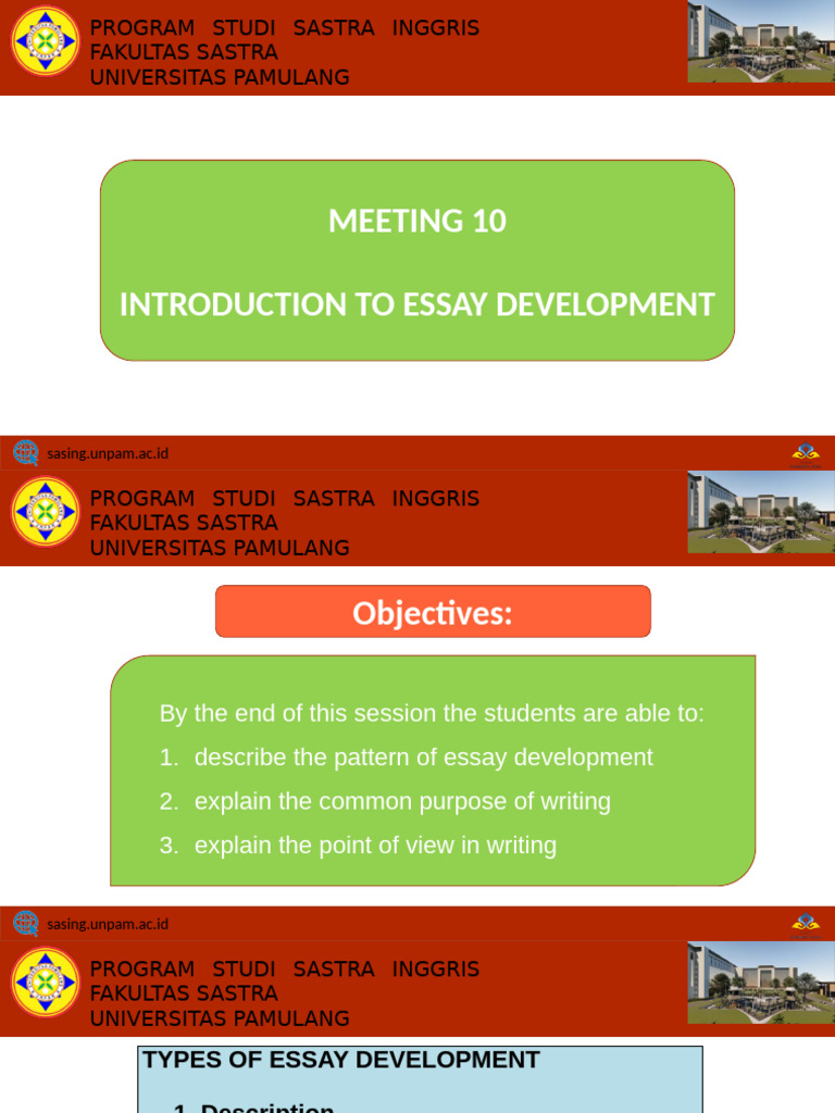 Meeting 10 Introduction To Essay Development | PDF | Essays | Human Communication