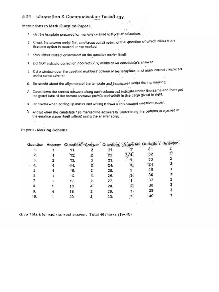 Ol Ict Marking Scheme 2007 | PDF