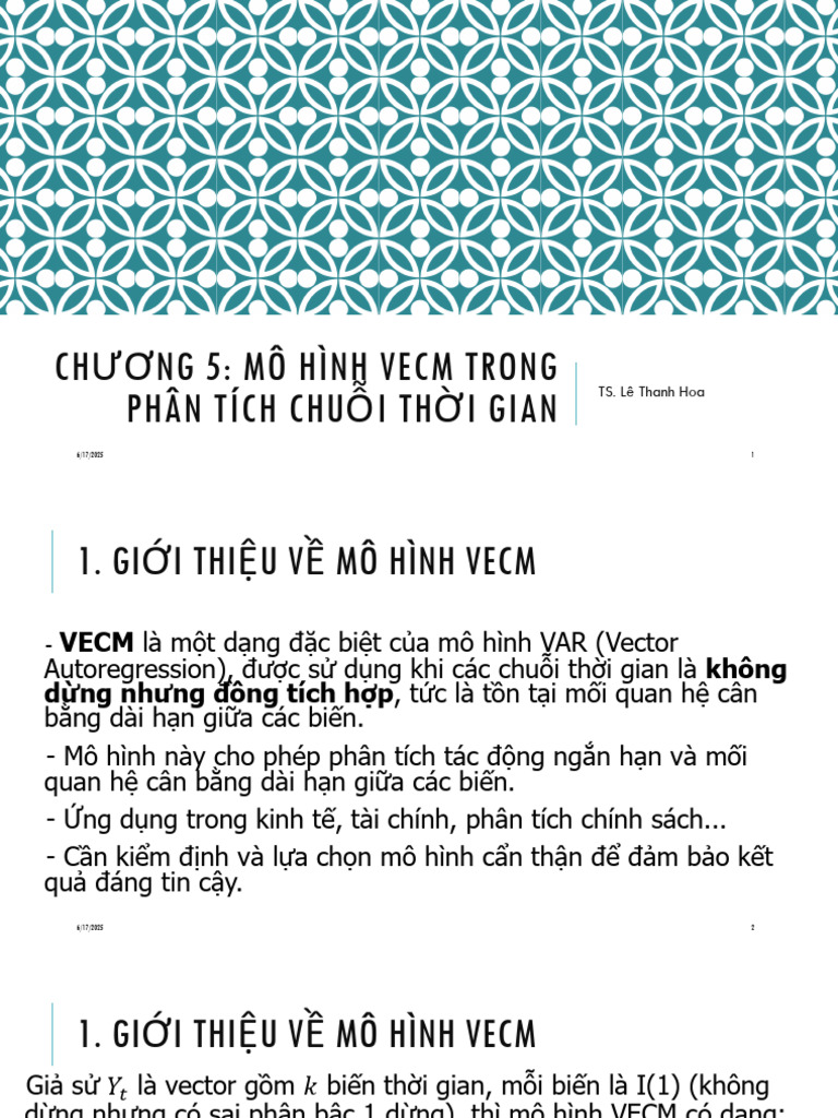 Mo Hinh VECM Chuong5 | PDF