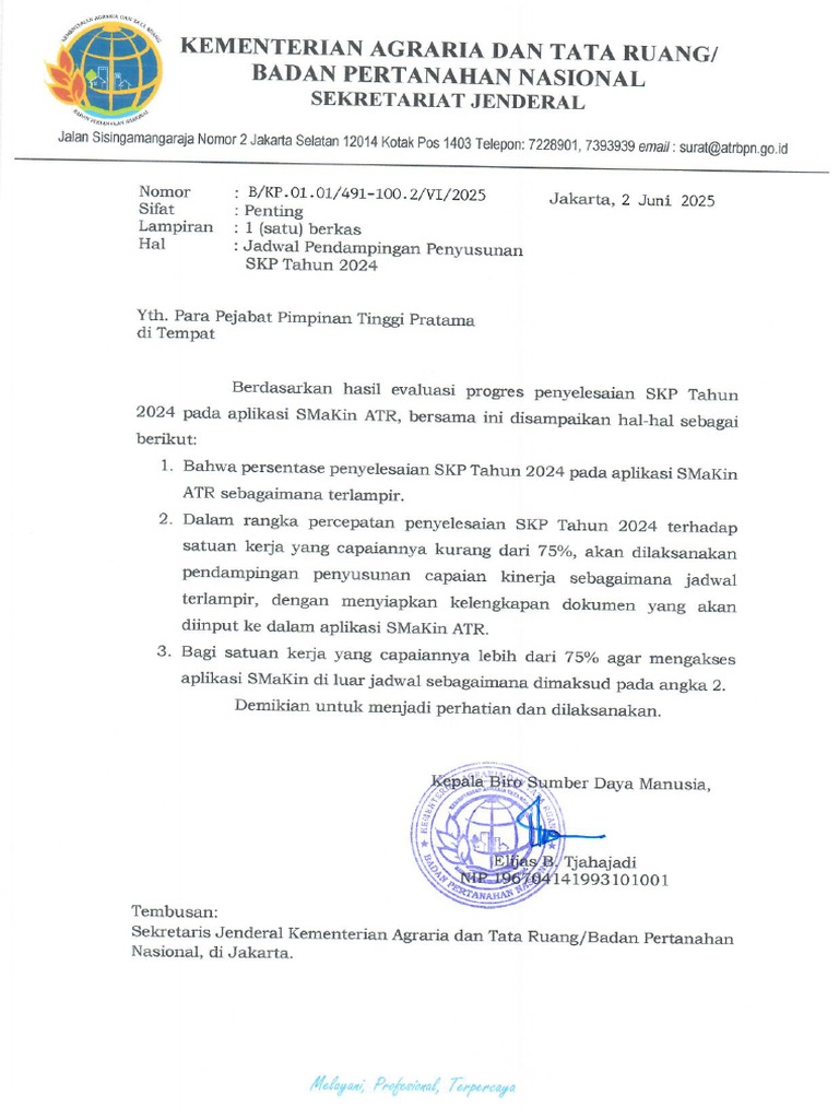 Jadwal Pendampingan Penyusunan SKP TH 2024. | PDF