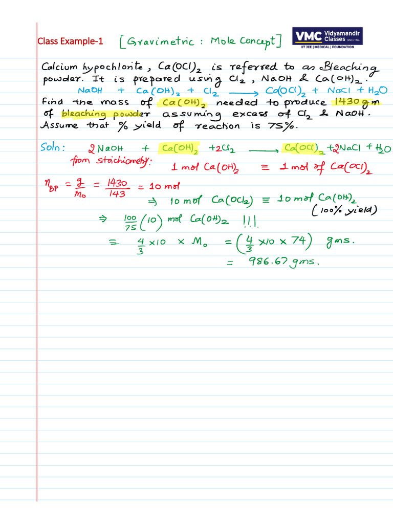 Stoichiometry Revision Teacher Notes | PDF