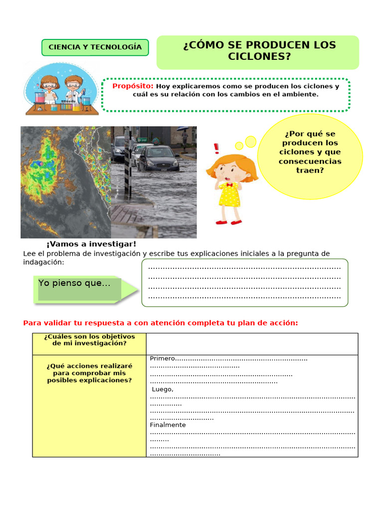 Adicional Ficha Cyt. ¿Cómo Se Producen Los Ciclones | PDF | Ciclones tropicales | Tormentas