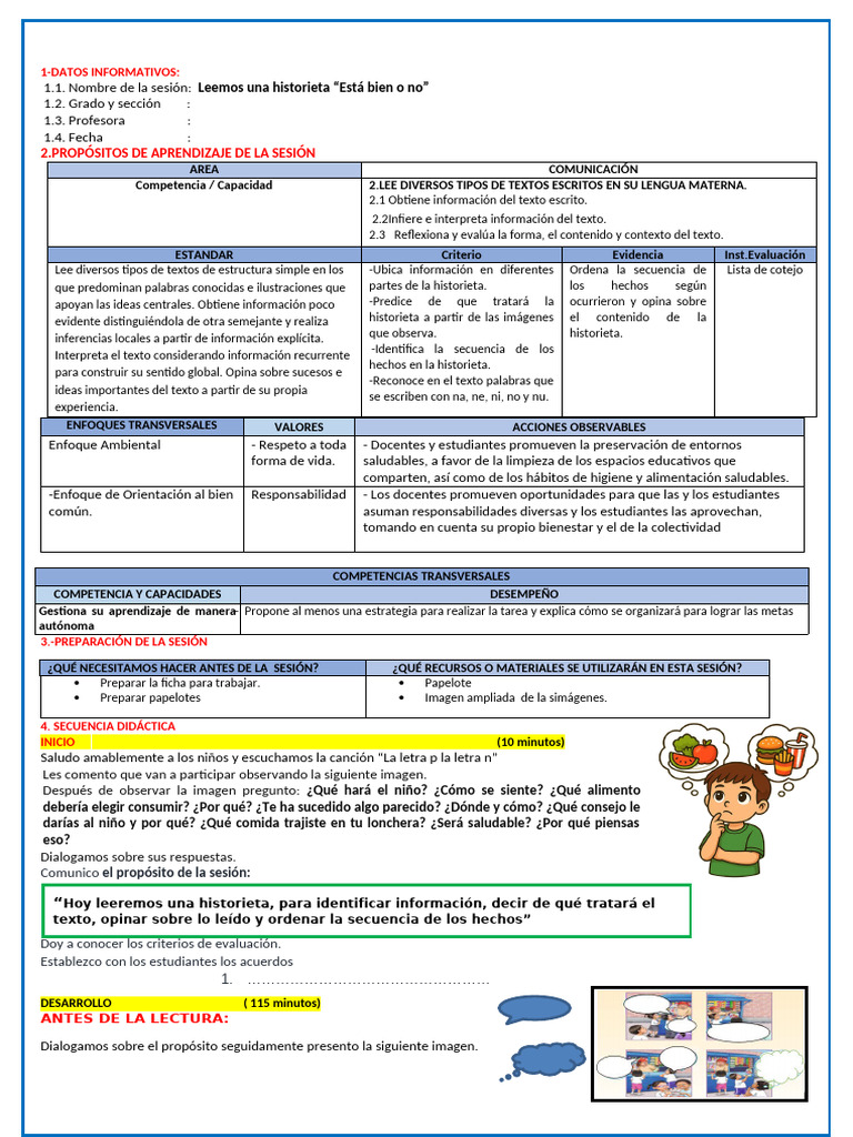 Sesión N°02 Comunicación Leemos Una Historieta | PDF | Cómics | Información