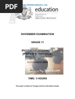 Physical Science Grade 11 November 2023 P1 and Memo | PDF