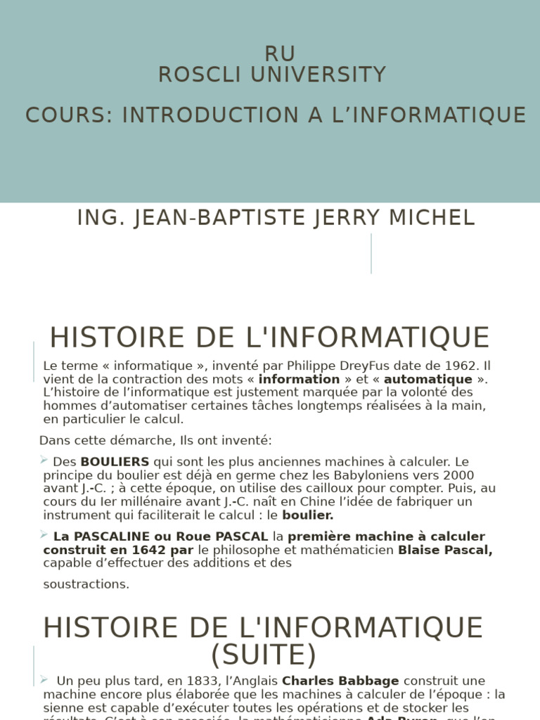 Introduction a l'Informatique [Bon] Admin | PDF | Système d'exploitation | Informatique