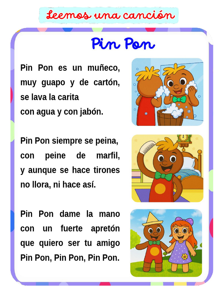Pin Pon: Canción Infantil y Actividades | PDF