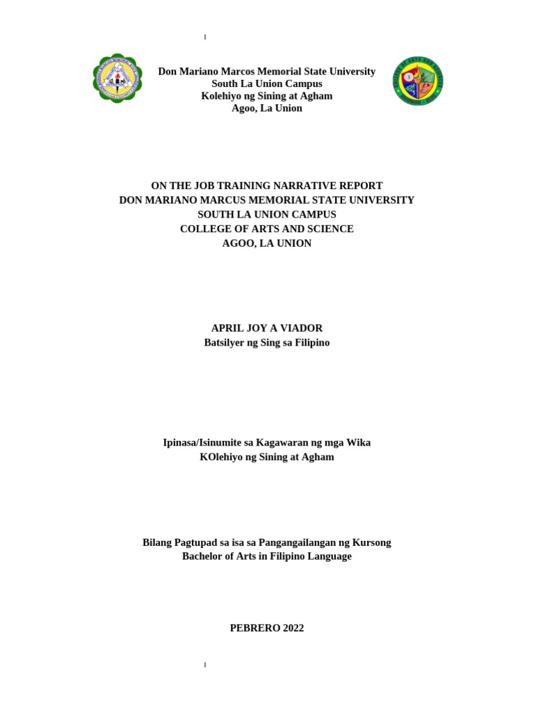 Ajv Narrative Report (Ojt) | PDF