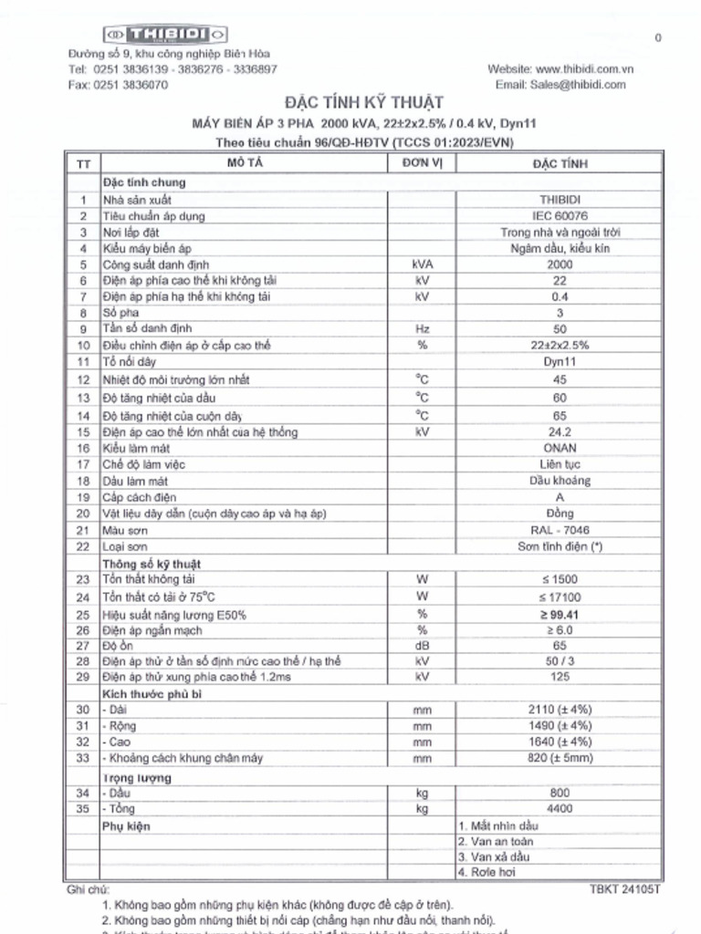 TSKT 2000kVA-22-0.4-Dyn11 | PDF