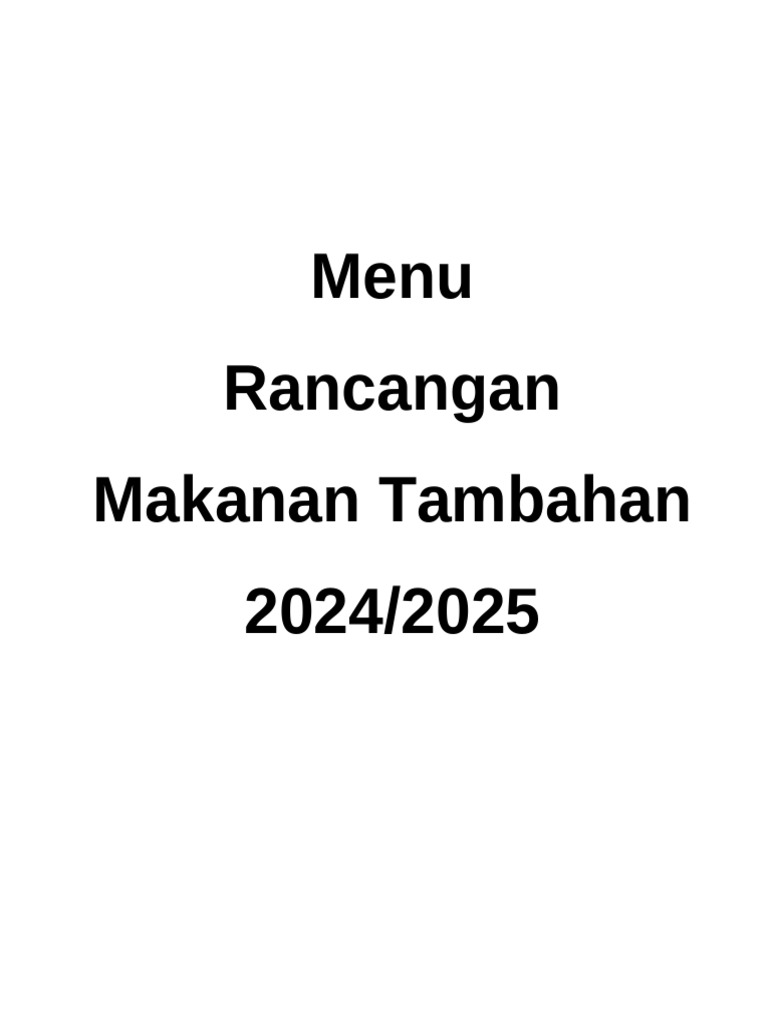 Menu Makanan Tambahan 2024/2025 | PDF