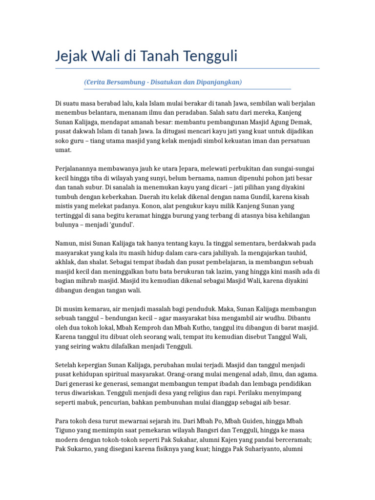 Jejak Wali Di Tanah Tengguli Musyafak | PDF