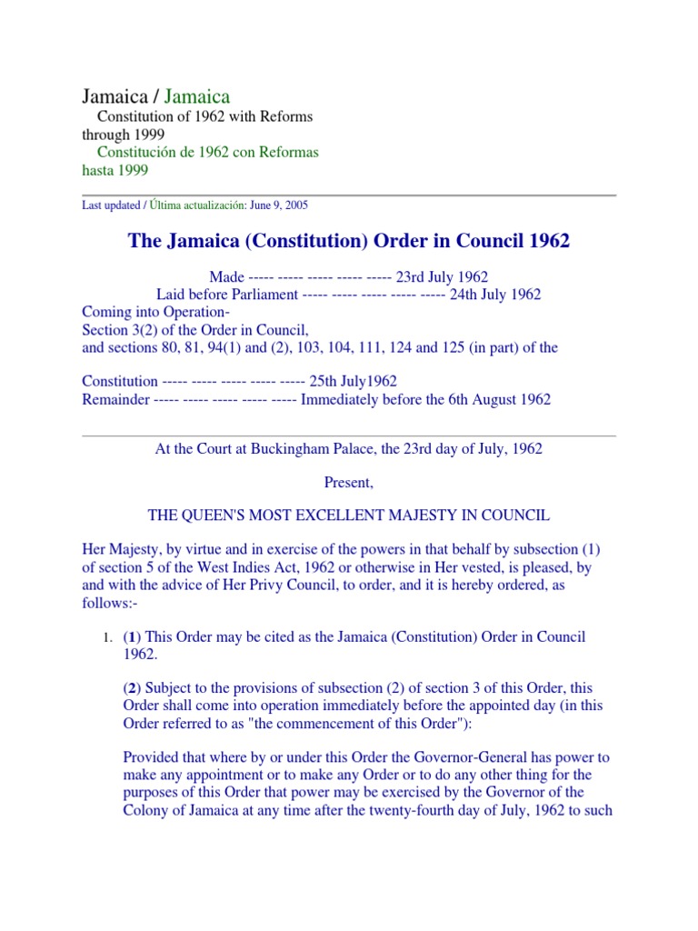 Jamaica Constitution | PDF | Citizenship | Parliament Of The United Kingdom