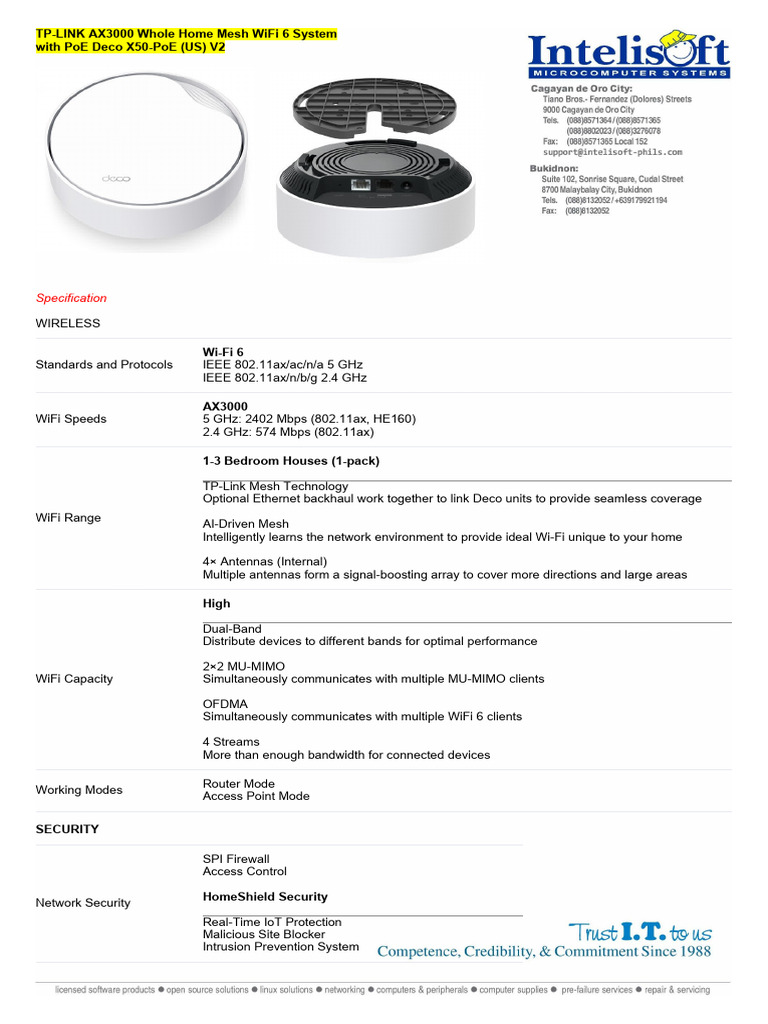 Brochure - Tp-Link Ax3000 Whole Home Mesh Wifi 6 System With Poe Deco ...