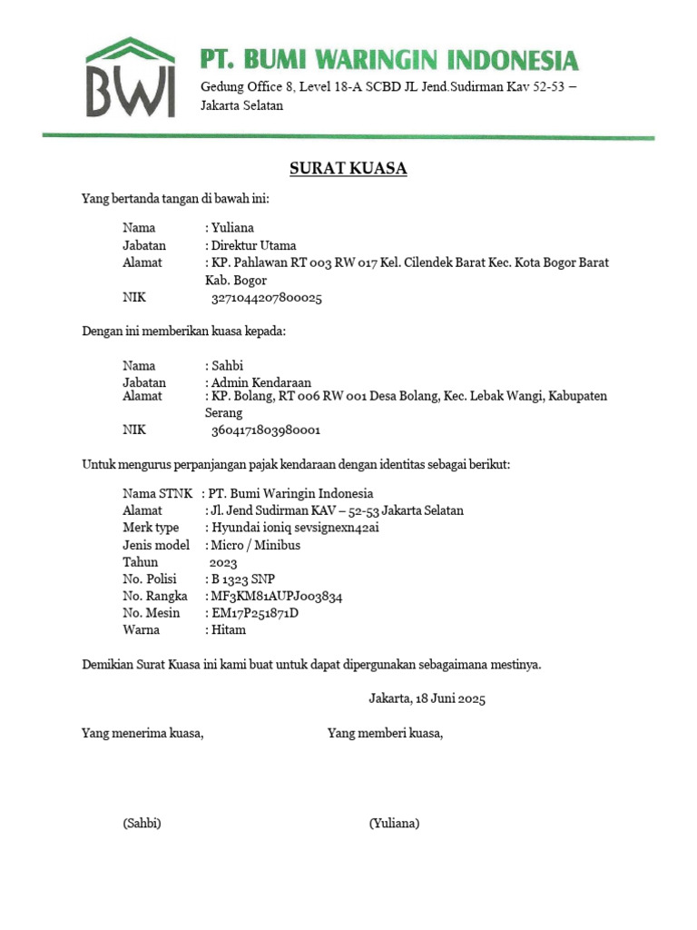 Surat Kuasa B 1323 SNP | PDF