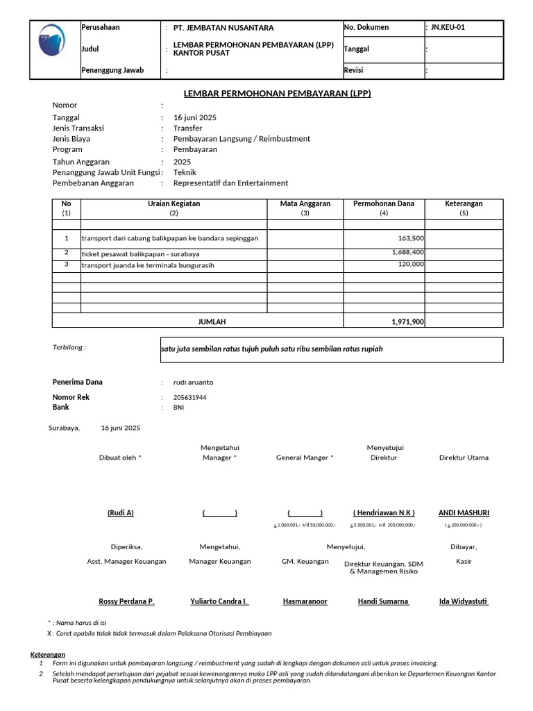 Permohonan Pembayaran dan Bon Sementara | PDF