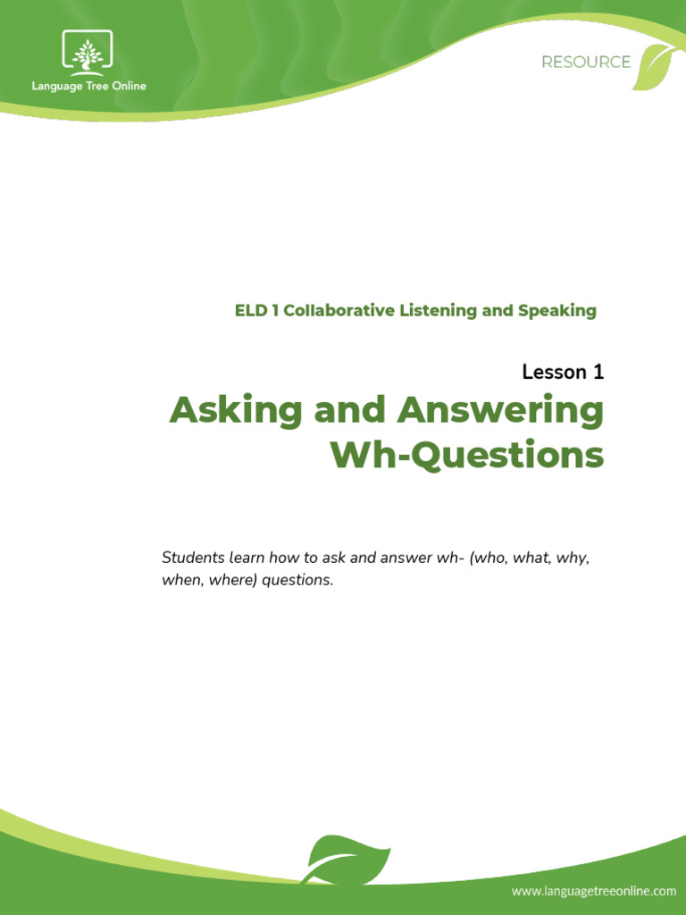 CLS Lesson1 Excerpt Asking and Answering Questions Beginners | PDF ...