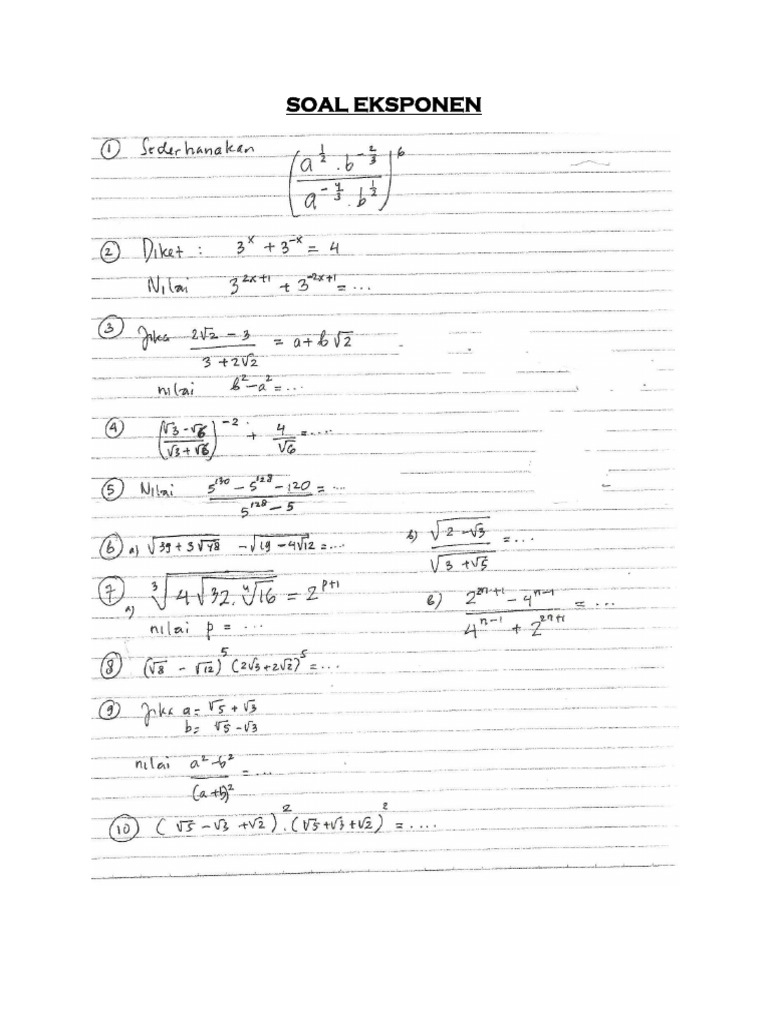 Soal Latihan Eksponen Dan Logaritma | PDF