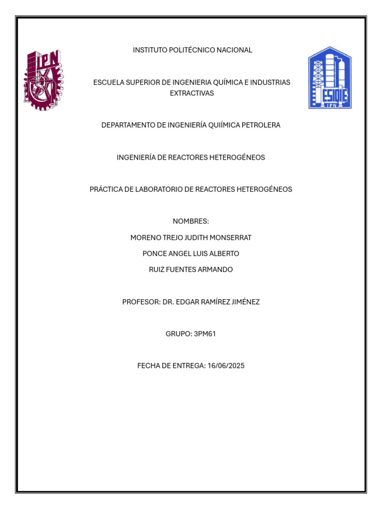 Practica de Reactores Heterogeneos | PDF | Reactor Quimico | Integral