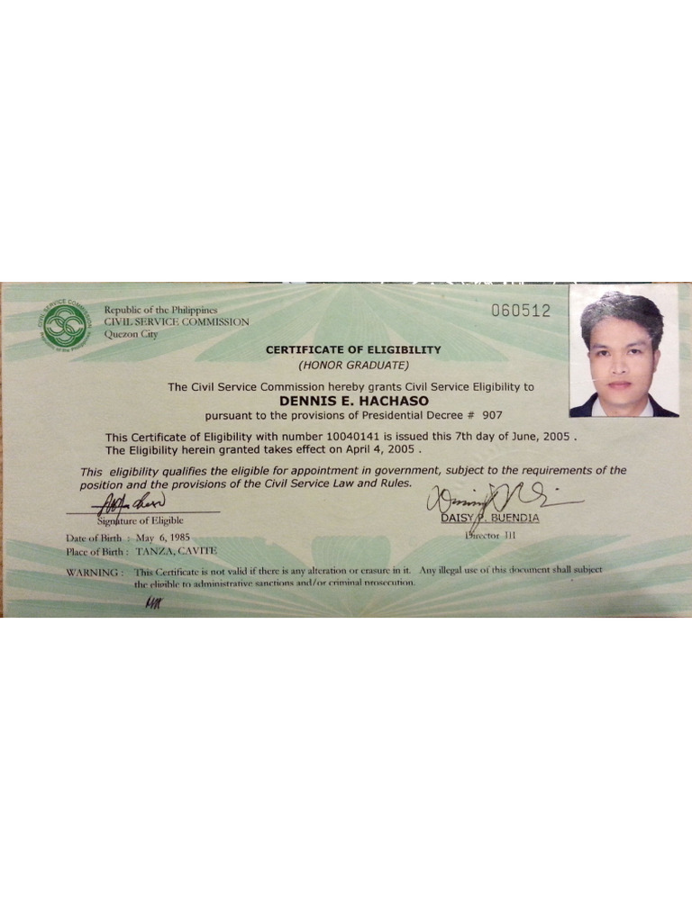 Certificate of Eligibility | PDF
