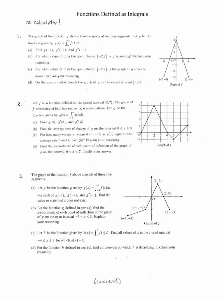 AP Problems - Functions Defined As Integrals | PDF