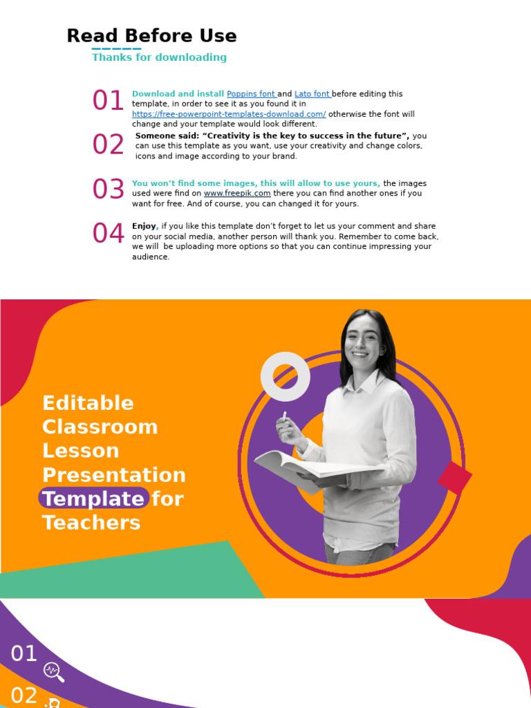 Editable Classroom Lesson Presentation Template For Teachers | PDF