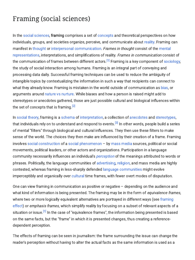 Framing (Social Sciences) - Wikipedia | PDF | Framing (Social Sciences ...