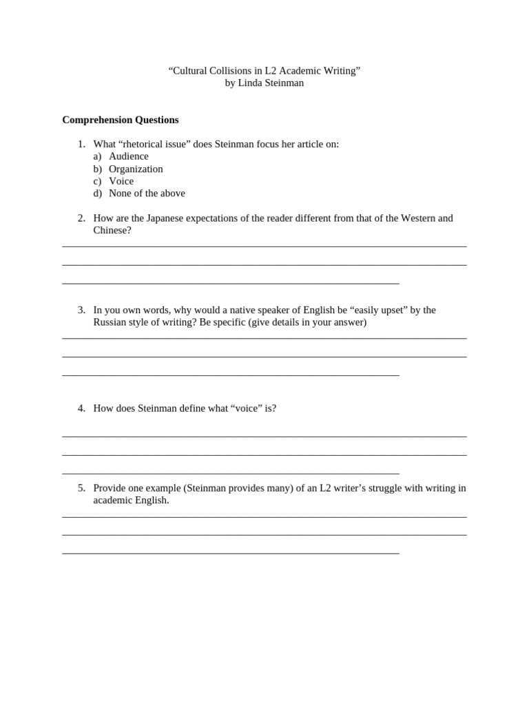 Cultural Collisions - Comp Qs #S 1-5 | PDF