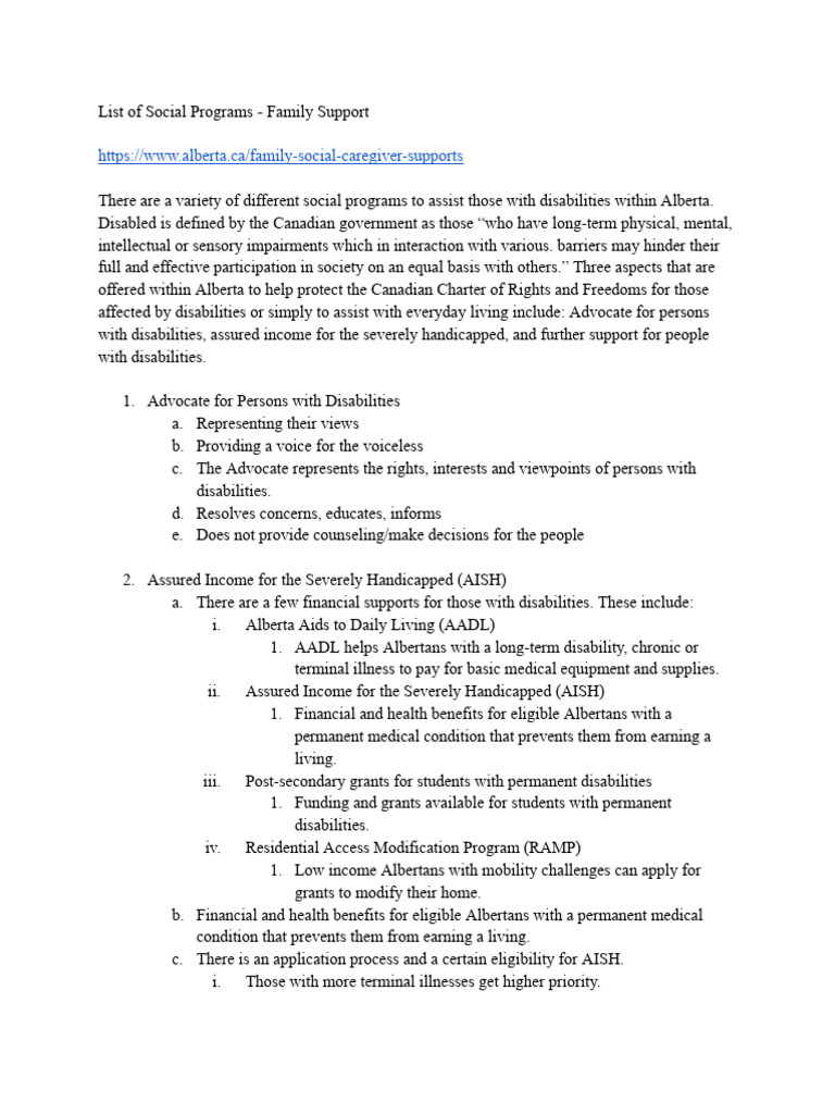 Alberta Government Programs For People With Disabilities | PDF ...