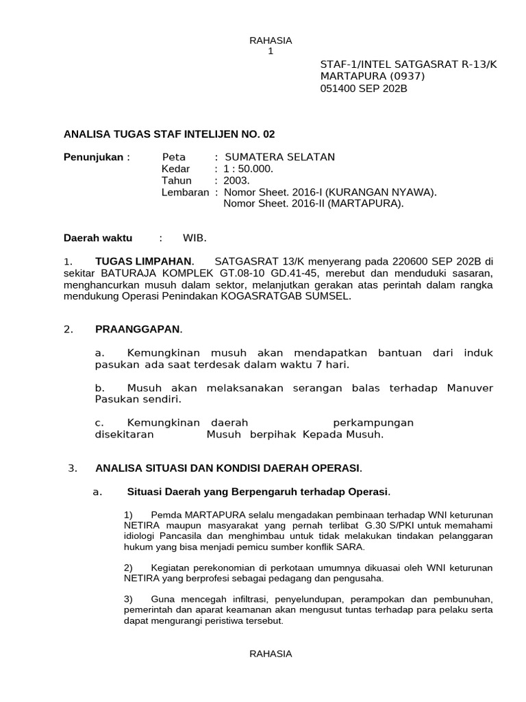 Analisis Tugas Staf Intelijen R-13 | PDF