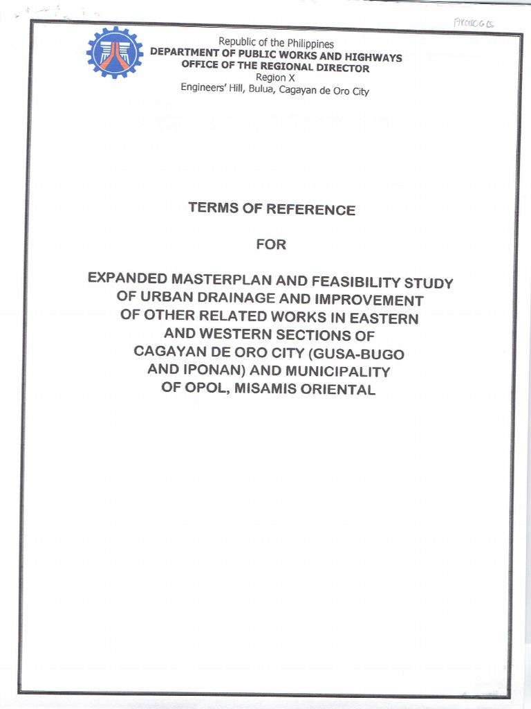 Master Plan TOR Misamis DPWH | PDF