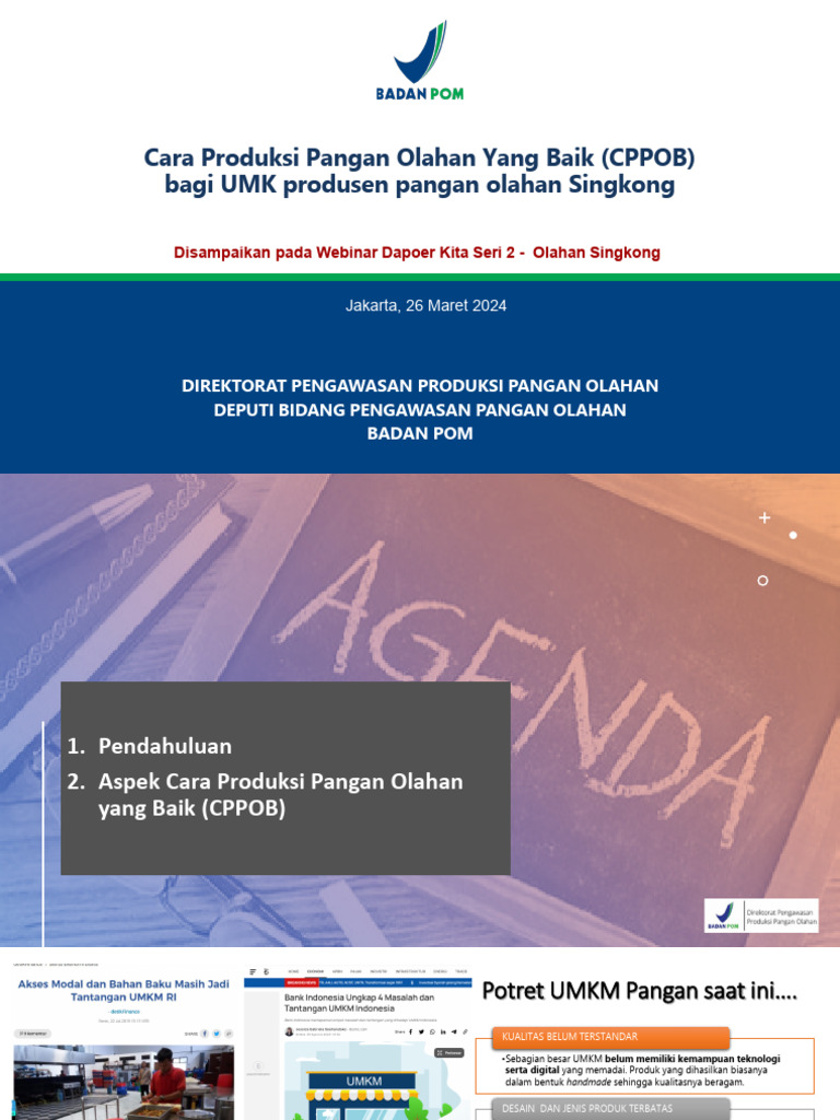 Materi Implementasi CPPOB UMK Dapoer Kita Olahan Singkong 26 Mar 2024 R1 | PDF
