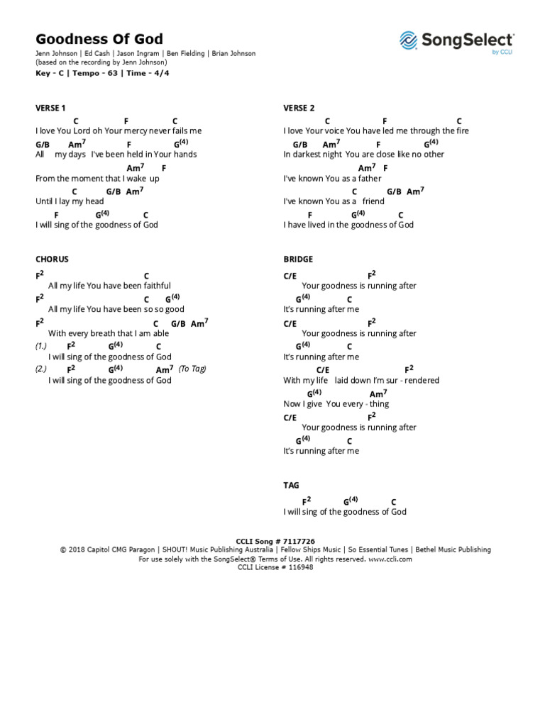 Goodness of God Chords in C | PDF | Popular Music | American Pop Songs