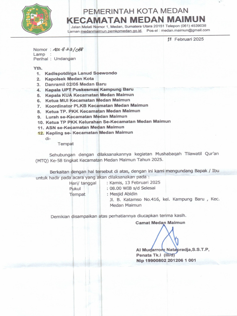 Undangan MTQ KAMIS | PDF