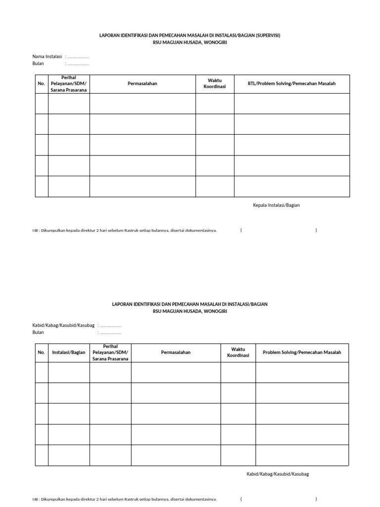 Laporan Identifikasi Dan Pemecahan Masalah Di Instalasi | PDF