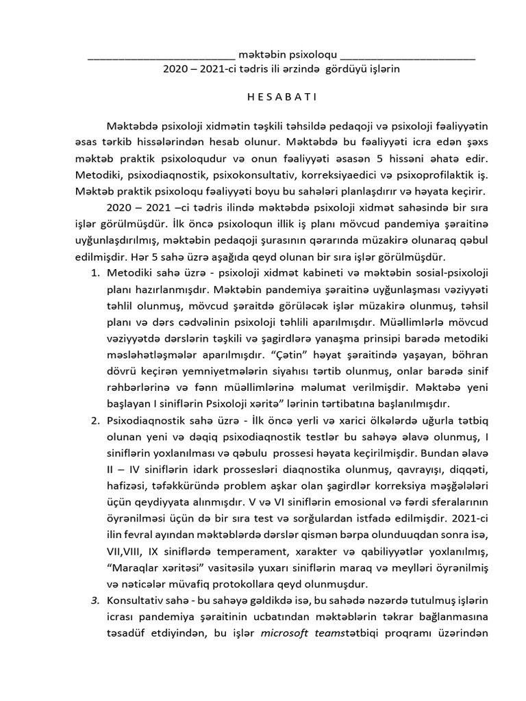 İllik Hesabat | PDF