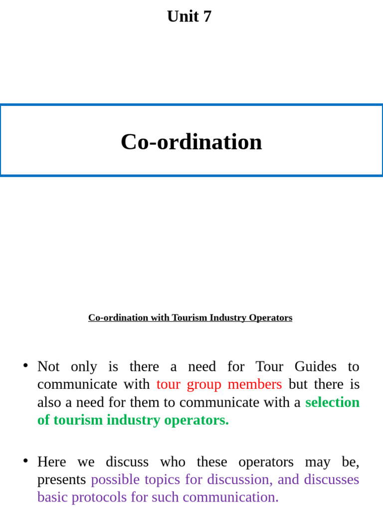 Unit 7 Co Ordination | PDF | Tourism | Crimes