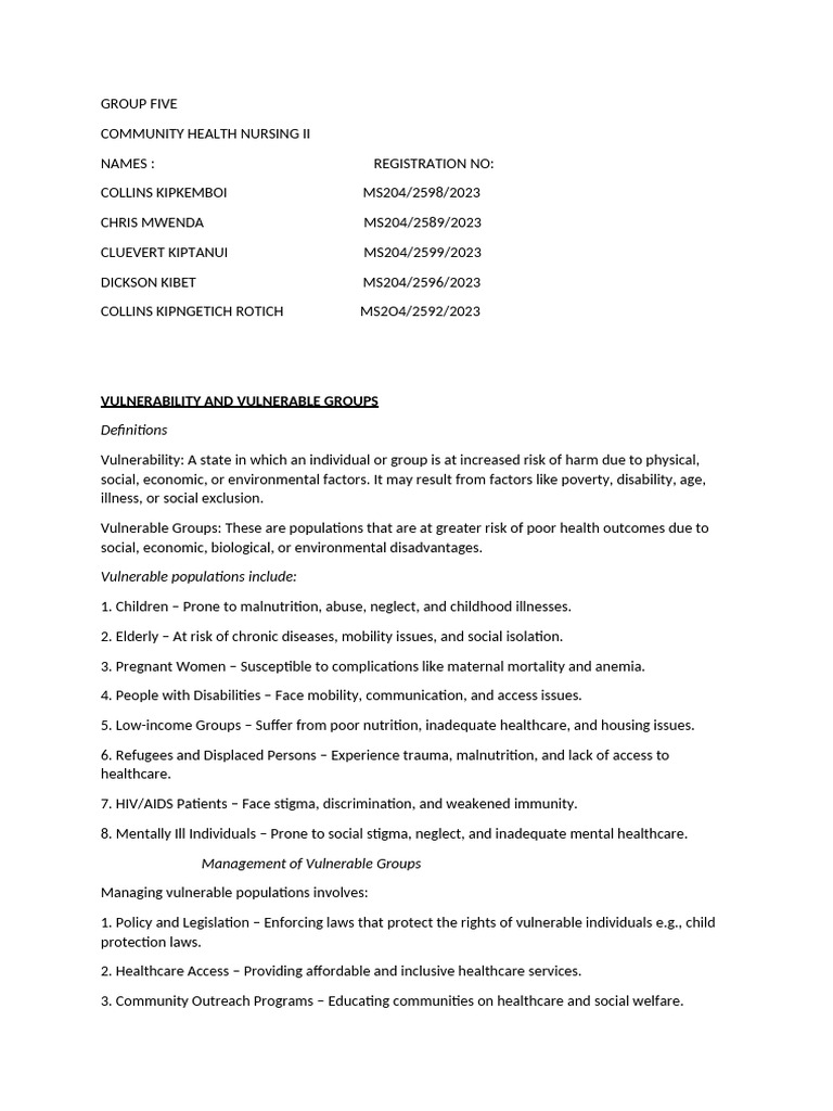 Community Health Group V | PDF | Mental Health | Physical Therapy