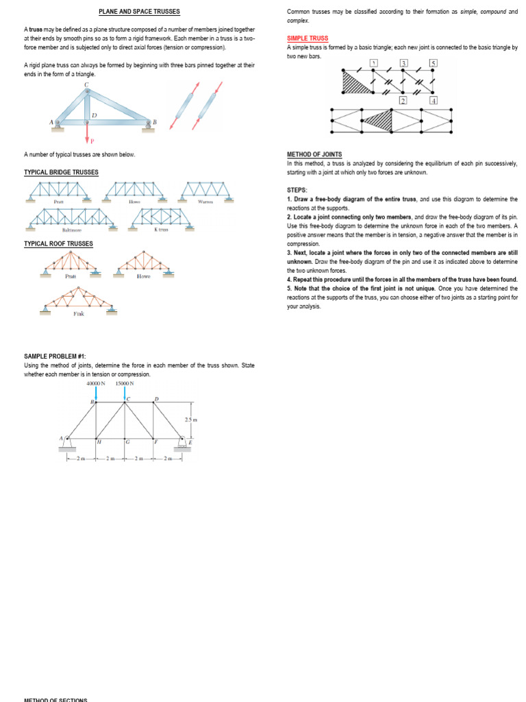 Notes Ce311plane and Space Trusses 100605 | PDF | Truss