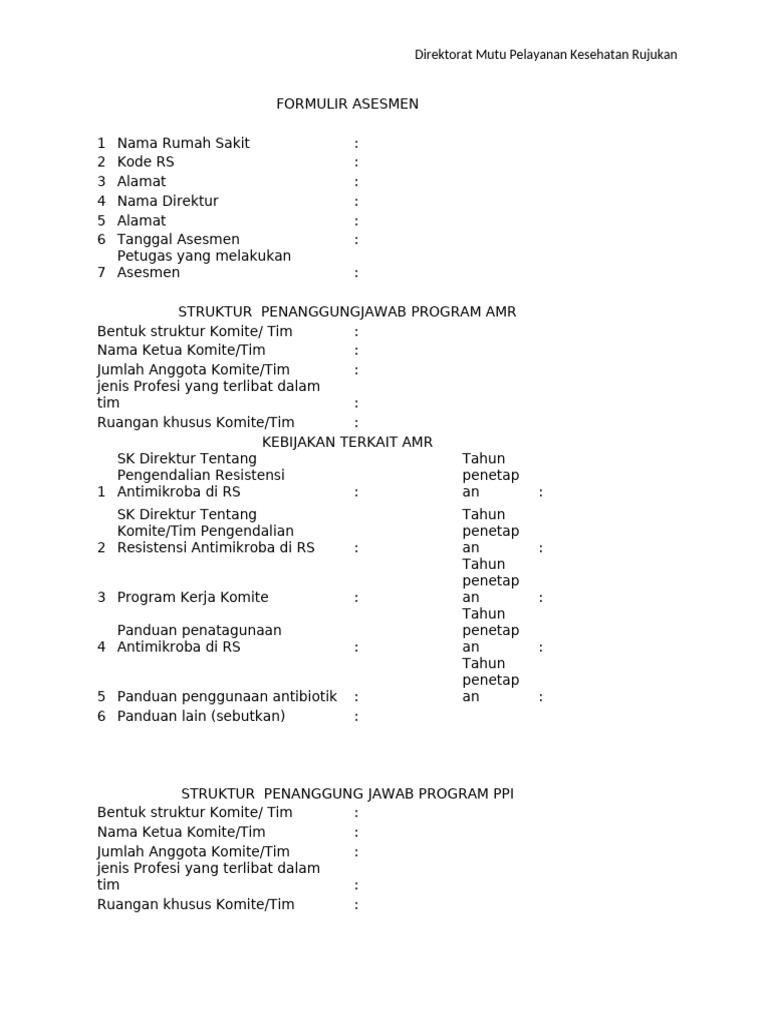 Formulir Asesment | PDF