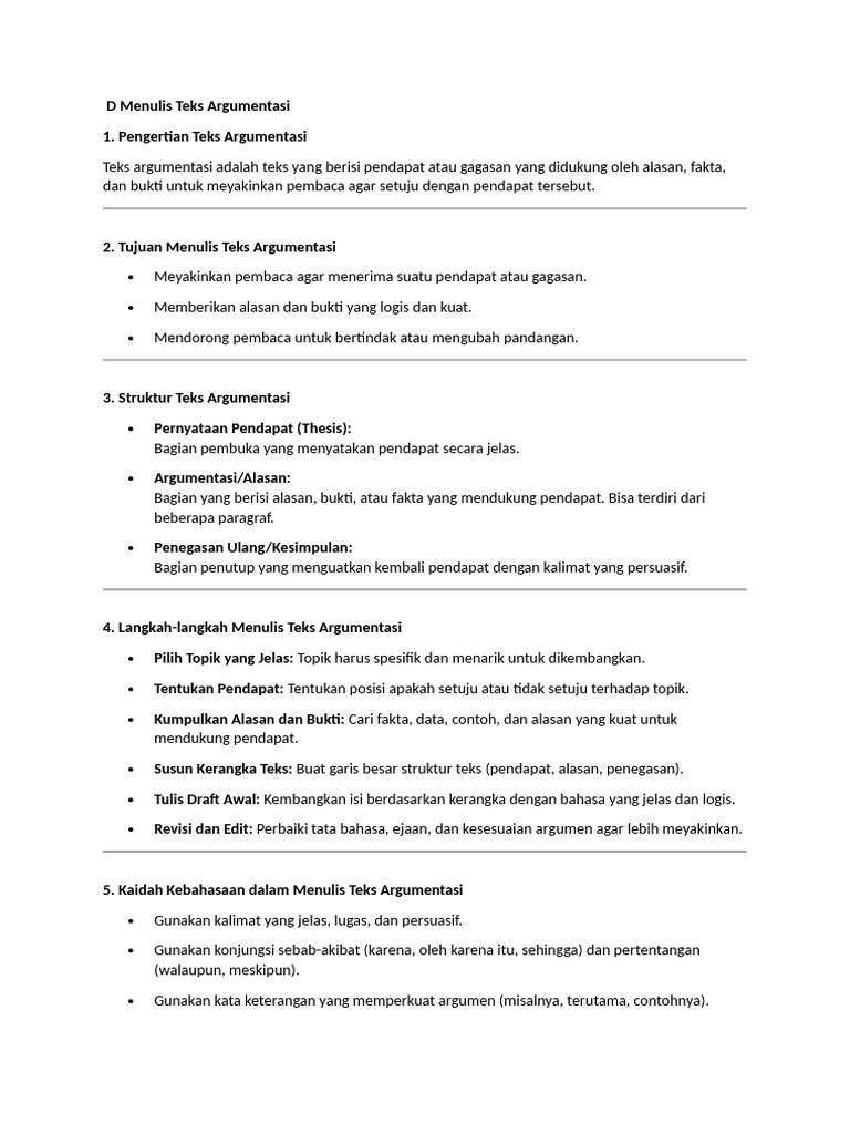 D Menulis Teks Argumentasi | PDF