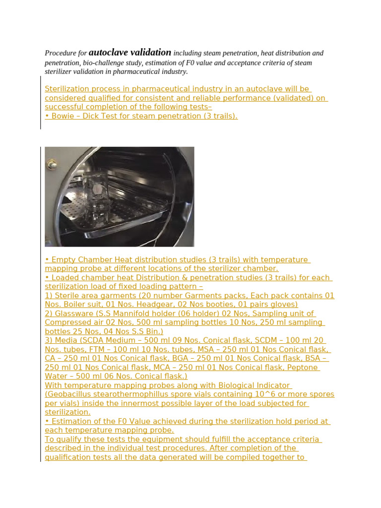 Autoclave Validation | PDF | Sterilization (Microbiology) | Steam