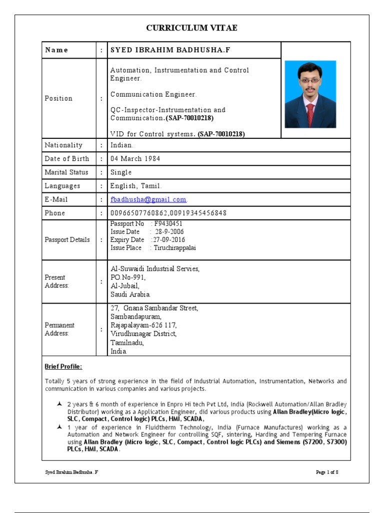 Syed Ibrahim Resume | PDF | Programmable Logic Controller | Scada