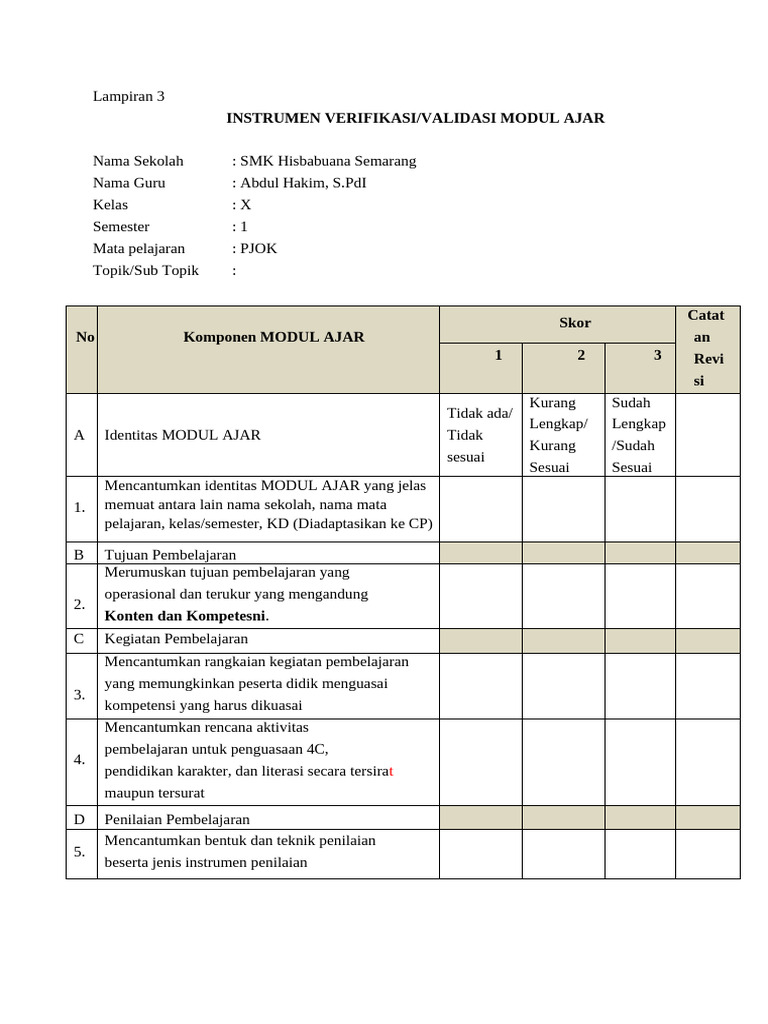 Instrumen Validasi ATP 2024 | PDF
